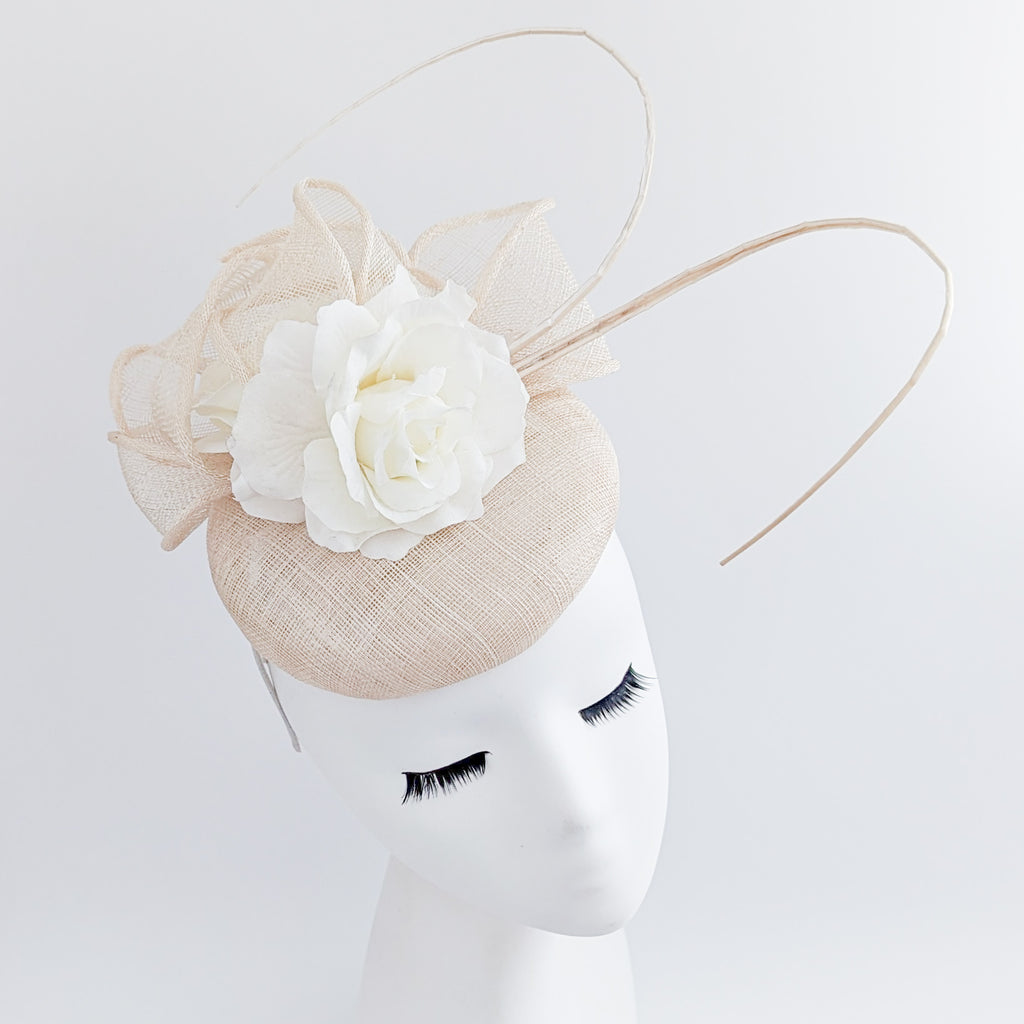 Cream flower fascinator hat – House of Hats